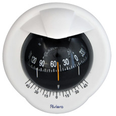 Riviera skottmonterad kompass Polare, vit/svart - Nautec